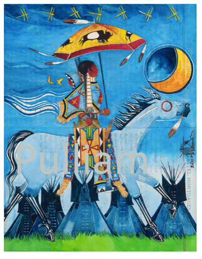 Joe Pulliam Ledger Art "Woman Rider" Artwork | Picayune Cellars ...