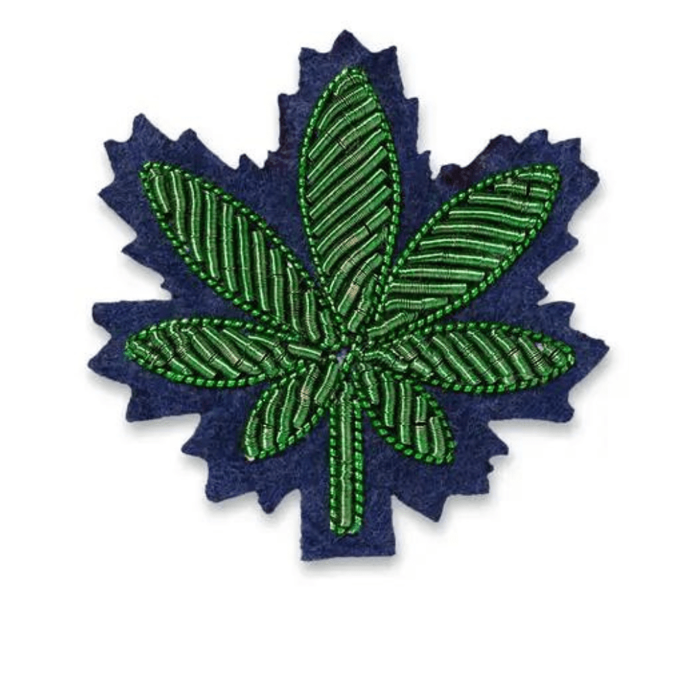 Macon & Lesquoy "Cannabis Leaf" Embroidered Brooch | Picayune ...